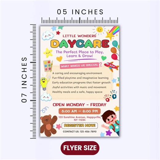 Editable Daycare Flyer Template: Canva Childcare Marketing (5x7 Inch) - Etsy Canada