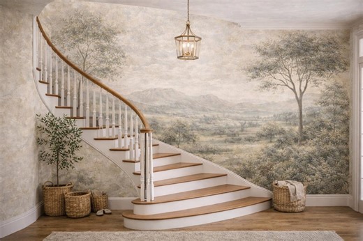 Vintage European Landscape Wallpaper Mural, Peel and Stick, Antique Pastoral Countryside Wallpaper - Etsy