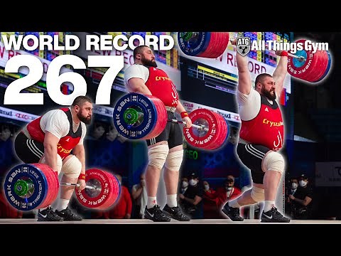 267kg / 588lbs Clean & Jerk World Record Slow Motion - Lasha Talakhadze (Georgia)