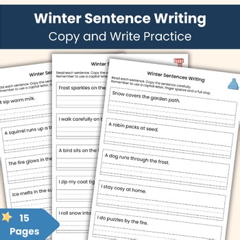 Sentence Writing Worksheets | Winter Copy and Write Practice