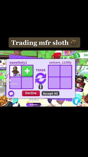 Trading mfr sloth 🦥 #Adoptme #adoptme #offers #offer #trading #sloth #mega