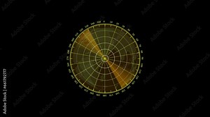 A yellow color radar animation with background .the radar technology concept