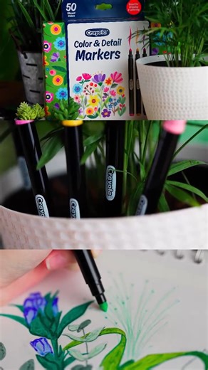 8.6K views · 30 reactions | Tap into your inner artist with Crayola Color & Detail Markers and Crayola Brush & Detail Dual-Tip Markers! Both of these versatile tools are perfect for bringing your floral masterpieces to life.  | Crayola | Facebook