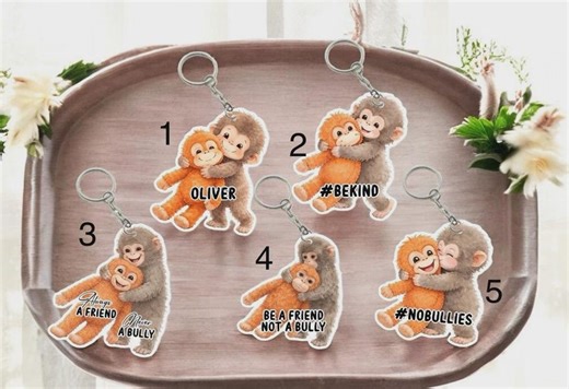 Personalized Punch Monkey Keychain - Baby Monkey Holding Plush Toy Acrylic Keychain, Punch Monkey Bag Charms, Gift for Animal Lovers - Etsy