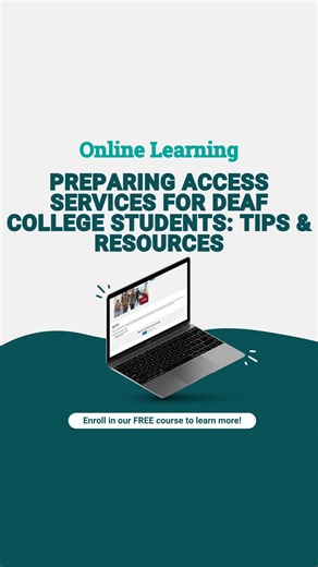 Are you eager to provide strong support for Deaf students on campus but unsure where to start? Our FREE course can help! Enroll in "Preparing Accessible Services for Deaf College Students: Tips and Resources" to gain the knowledge and resources you need to get started! 💡 Learn essential strategies to design and implement effective support services for deaf students. 💡 Gain valuable resources that simplify your work and enhance the learning experience for deaf students. Enroll today at https://