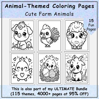 Farm Animals Coloring Pages | Easy & Fun Activity for Kids | Grade K-5