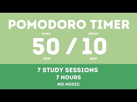 50 / 10 Pomodoro Timer - 7 Hours || No music - Study for dreams - Deep focus - Study timer