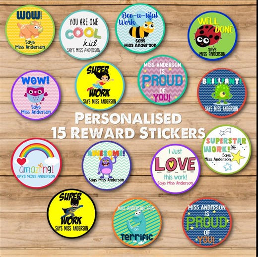 Personalized Teacher Reward Stickers Printable | Classroom Motivation Stickers | Kids Positive Behavior Rewards | Instant Download - Etsy
