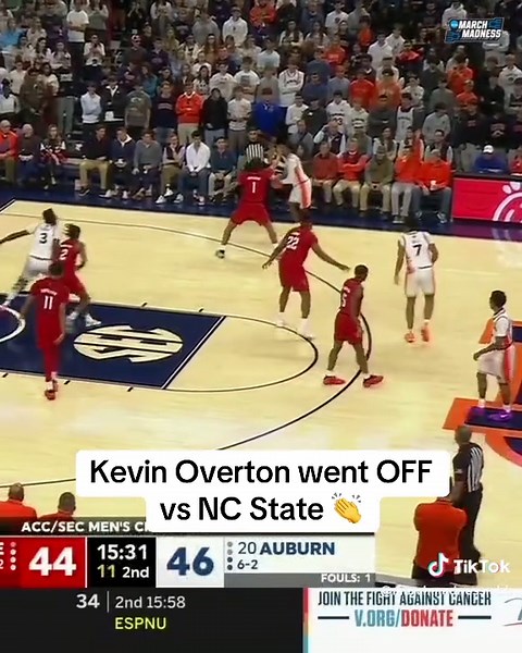 Kevin Overton's 6 Threes Lead Auburn Past NC State