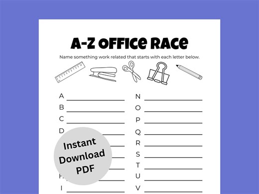 A-Z Trivia Race | Printable Office Party Games - Etsy