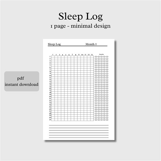 Monthly Sleep Tracker | Printable Sleep Log PDF - Etsy