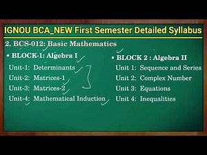 IGNOU BCA_NEW ODL 1st Semester Chapter Wise Latest Syllabus 2025 | IGNOU Detailed Syllabus by JKR