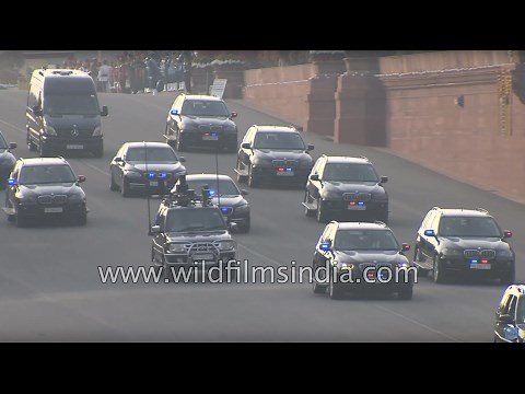 BMW Mercedes convoy of PM Narendra Modi at Vijay Chowk