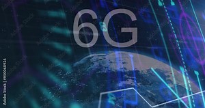 Animating 6G technology over digital globe with network connections