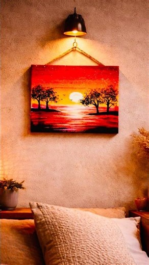 Easy Sunset Landscape Painting | Relaxing Painting for Beginners