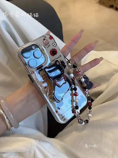 เคสโทรศัพท์สีดำตัวน้อยน่ารักมากฉันชอบมันมาก#case #iPhone #beautiful #cat #cute #pink