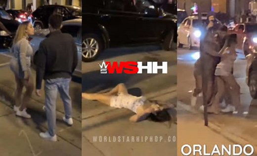 Spring Break In Florida Is Wild: 5 Vs 2 Brawl Goes Down In Orlando... Girlfriend Gets Knocked Out By A Man For Trying To Jump Him!