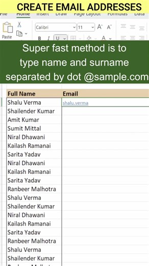 Excel Me Email ID Kaise Generate Kare | Automatic Email Creation in Excel (Hindi) #excel #exceltips
