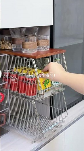 MAXIMIZE Your Kitchen Cabinets! Stackable Wire Basket Organizer with Wood Shelf