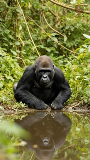 Rainy Reflection.🌿🦍😴 #ChillGoals #NatureMood #fblifestyle | Family gorilla photos