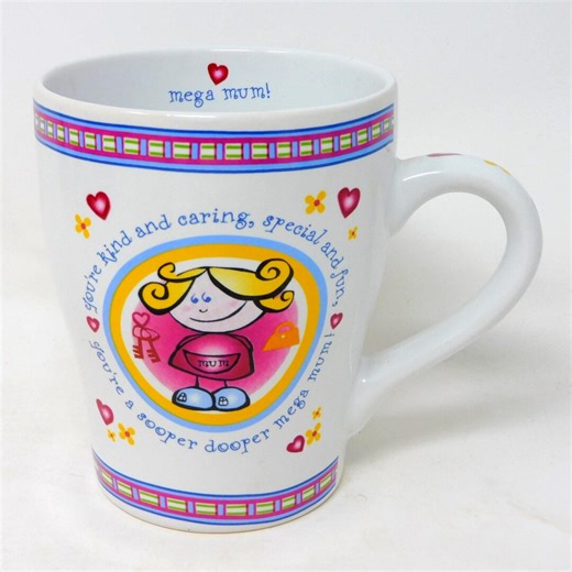 Vintage Rayware “mega Mum” Ceramic Mug - Colourful Cartoon Design – Mother’s Day Gift - Etsy UK