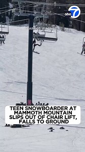 17K views · 138 reactions | In a frightening moment caught on video, a teen snowboarder fell out of a chair lift at Mammoth Mountain. The teen snowboarder dangled from the chair lift for several minutes as Mammoth Mountain employees brought in a net to cushion her fall. https://abc7.la/3unbohx | ABC7 | Facebook