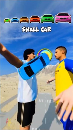 🌟Tiny Car Jump the Maradona and Ronaldo Portal… and GROWS to IMPOSSIBLE SIZE! #shorts #beamngdrive