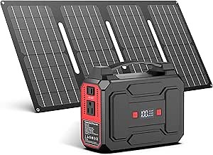 Apowking 146Wh Portable Power Bank with AC Outlet & 40W Foldable Solar Panel, Portable Laptop Charger 110V/100W with USB & DC Output for Camping, Home Emergency, Traveling, RV Trip