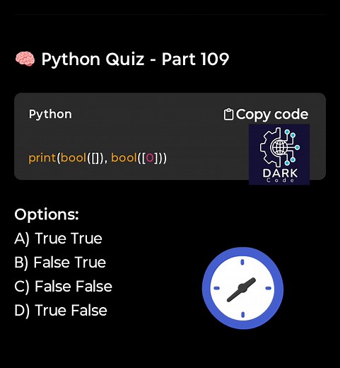 27K views · 103 reactions | " Time to put yourself to the test!" 易 Want to challenge your skills? Try our quizzes now! For Dark Codefor more interesting Quiz  Consistent practice = consistent growth  Test your knowledge today and level up!  #ProgrammingQuiz #CodePractice #LearnToCode #DeveloperLife #DarkCode #TechQuiz #QuizTime #CodeChallenge #DailyQuiz #ProgrammingJourney | Dark Code | Facebook