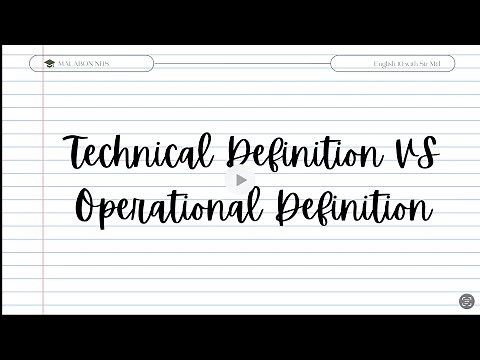 Technical And Operational Definition | Straightforward Lecture Video