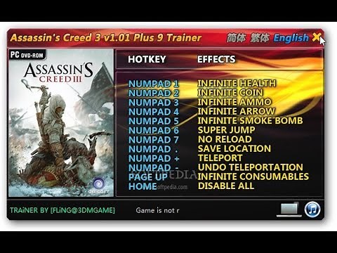 Assassin's Creed 3 Trainer and Cheats Unlimited (FREE) | How to Downlaod Trainer |