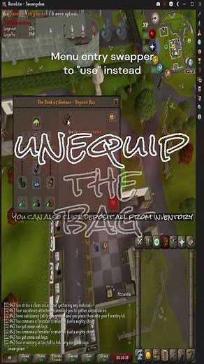 Log Basket+Bank Deposit Box Fix with Runelite Menu Entry Swapper Plug-in #osrs #osrstips #runescape