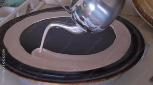 Ethiopian Flatbread also know as injera, cooking process.