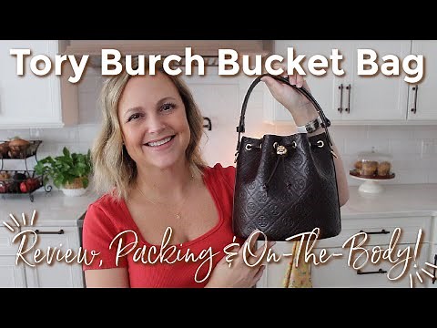 TORY BURCH | Monogram Leather BUCKET BAG! Review, Packing and On-The-Body | GatorMOM