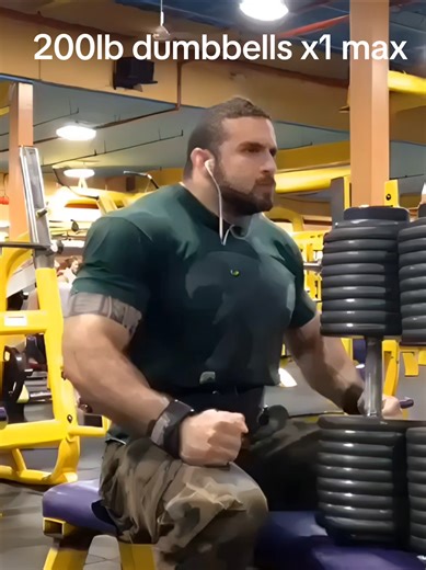 200lb dumbbells x1 - some will say it was not a rep but the set started at the bottom so that's one full positive and one full negative.. #bodybuilding #viralvideo #fyp #workout #fitness