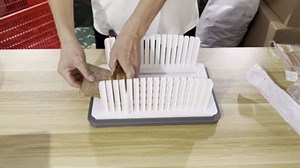 Bread Slicer Guide with Crumb Catcher Tray, Bread Slicing Guide for Homemade Bread, Adjustable Bread Slicer, Foldable Bread Cutting Guide for Homemade Bread Loaf(White), 13.58x8.46x5.71 inch