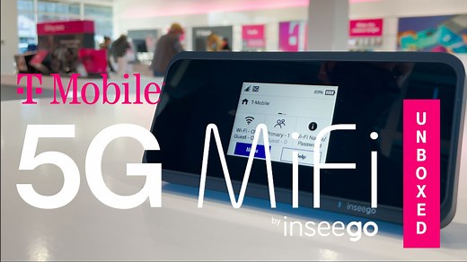 Introducing the new Inseego #5GMiFi Hotspot! Our first #5G Hotspot features fast speeds, WiFi 6 & enterprise-grade security. With it's huge battery that lasts more than 24 hours, you can connect up to 30 devices to work, watch & play on our 5G network all day! | T-Mobile