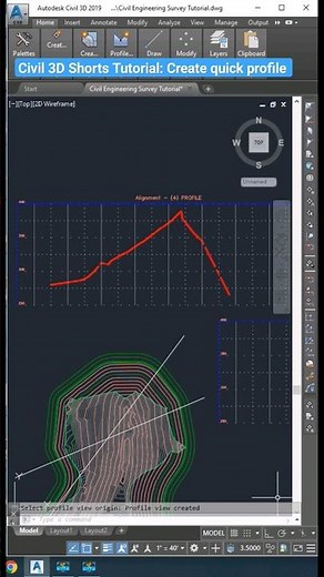 Creating quick profile in #Civil3D #tutorial #youtubeshorts_ces