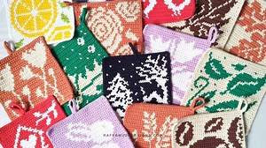 A Year of Tapestry Crochet Potholders • RaffamusaDesigns