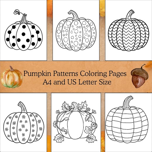 Pumpkin Coloring Pages: 15 Halloween & Autumn Pattern Sheets (instant Download) - Etsy UK