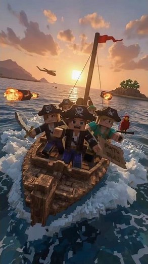 Minecraft Pirate Adventure ⚔️🐦 | Epic Battle Scene | Minecraft Animation #minecraft #viral #shorts