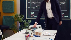 Management consultant inviting employees to a corporate briefing meeting, addressing conflicts or concerns among team members before starting important project. Organizational growth. Camera A.