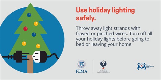 💡 Have you pulled out holiday decorations yet? Before hanging lights, inspect for frayed wires or damaged strands. Faulty lights can cause fires! Replace damaged decorations to keep your celebrations joyful & safe. Grab more tips from U.S. Fire Administration. ⬇️ https://www.usfa.fema.gov/prevention/home-fires/prevent-fires/holiday/ | Department of Homeland Security
