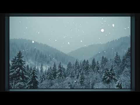 4K Winter Window Snowfall ❄️ Cozy Forest Fake Window Ambience for Relaxing Rooms