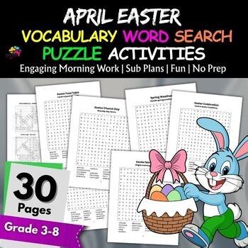 Easter April Word Search Puzzle Activities Holy Week ELA 1st 2nd,3rd,4th,5th,6th