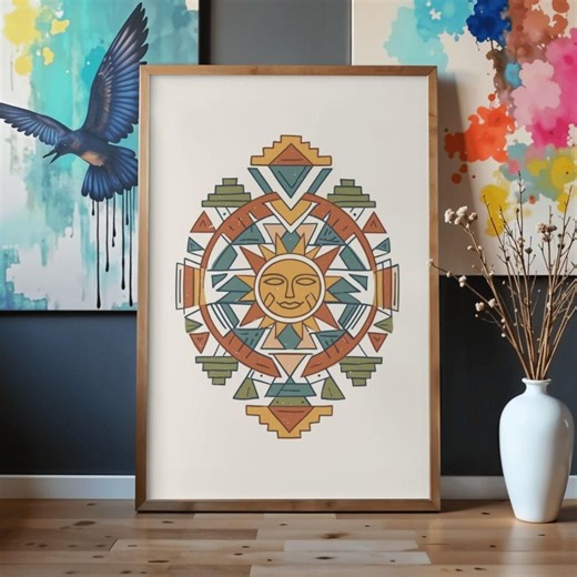 Aztec Poster, Boho Wall Art Print, Spiritual Home Decor, Minimalist Style, - Etsy