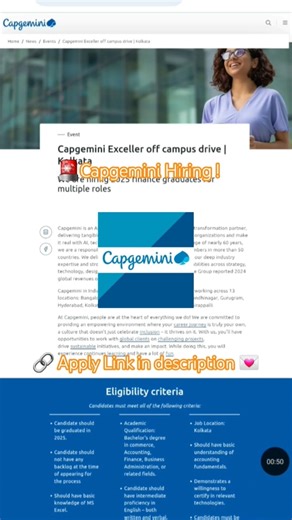 🚨Capgemini Hiring! #dailyupdates #update #job #jobsearch #jobs #software #softwarejobs #jobseekers