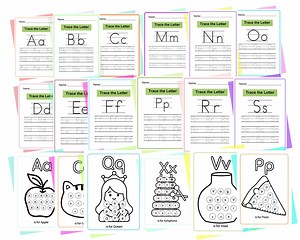 Alphabet Tracing Worksheets: Letter Matching Game, Preschool Kindergarten (printable PDF) - Etsy Canada