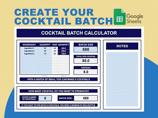 COCKTAIL BATCH CALCULATOR - Etsy