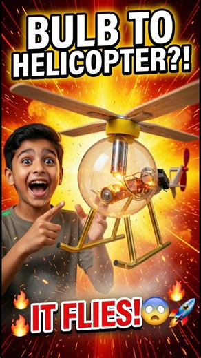 "DIY Helicopter from LED Bulb 🚁 It Actually Flies! #shorts" #diy